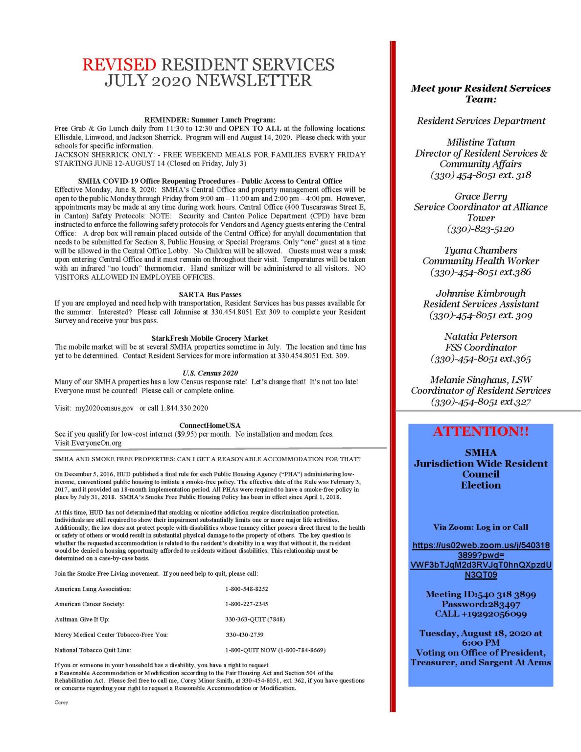 July 2020 Resident Newsletter - Stark Metropolitan Housing Authority (SMHA)