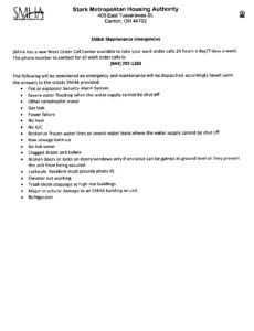 List of Maintenance Emergencies - Stark Metropolitan Housing Authority ...