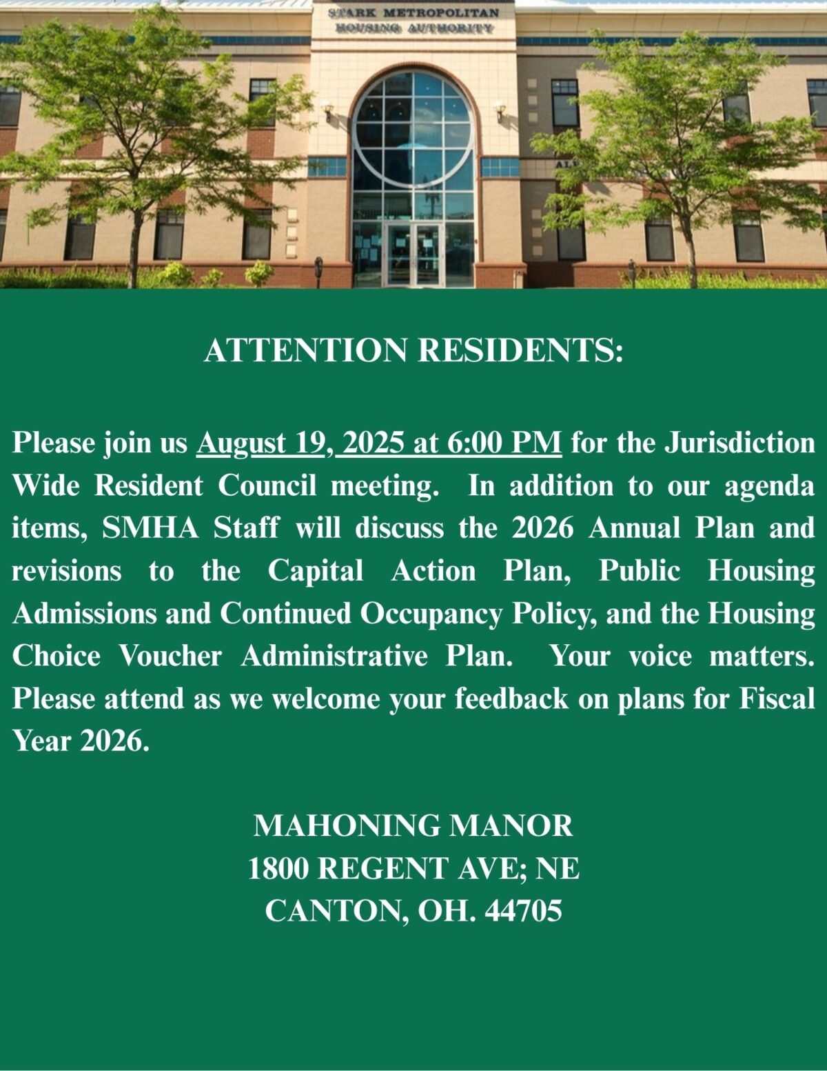 Jurisdiction Wide Resident Council Meeting and 2026 Annual Plan Meeting - August 19, 2025 at 6: ...